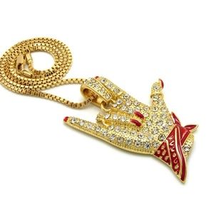 Jewelry | Cardi B I Love You Hand Sign Pendant Box Chain | Poshmark